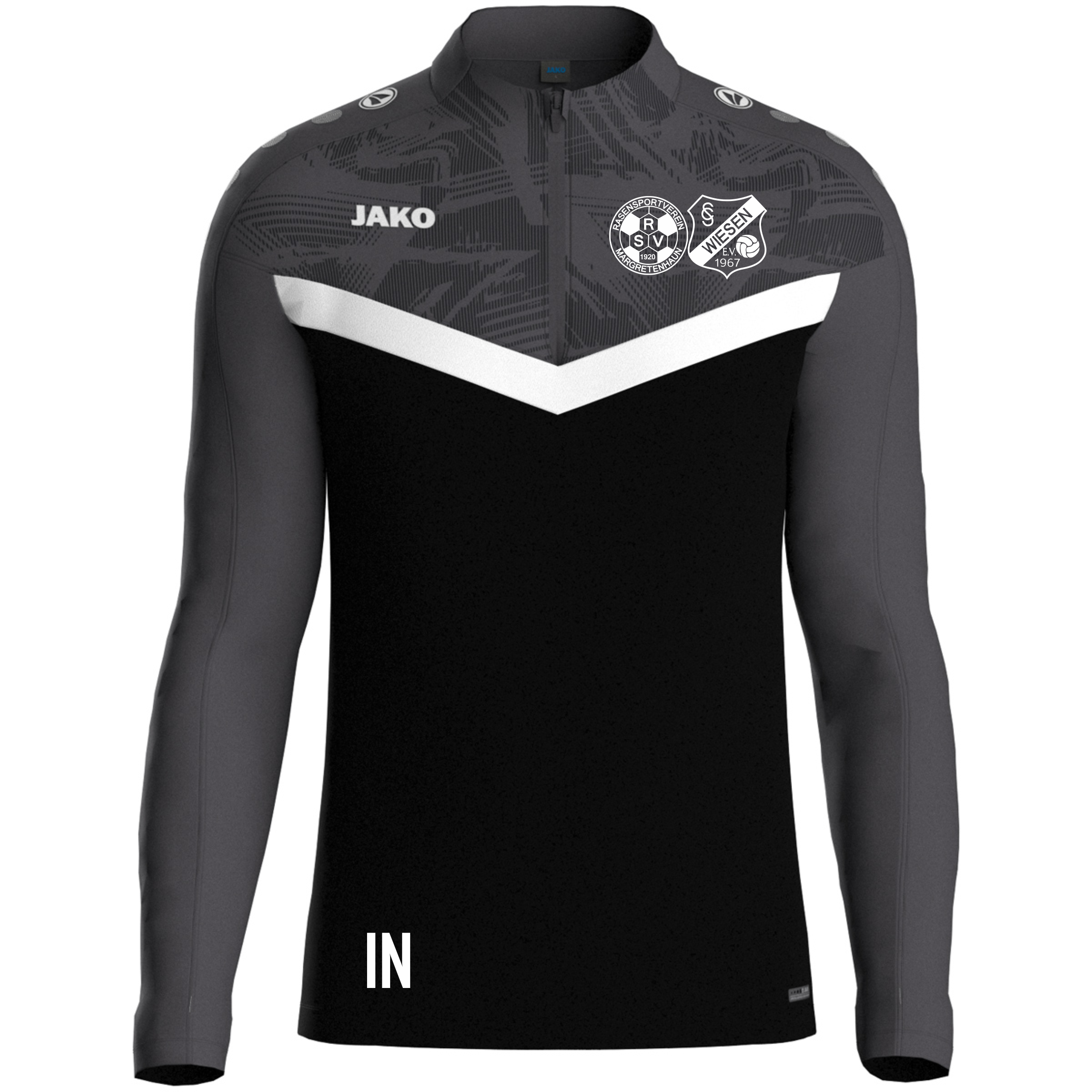 Jako Ziptop Iconic schwarz/anthrazit (inkl. Bedruckung) - RSV Margrete – MICKI Teamshop